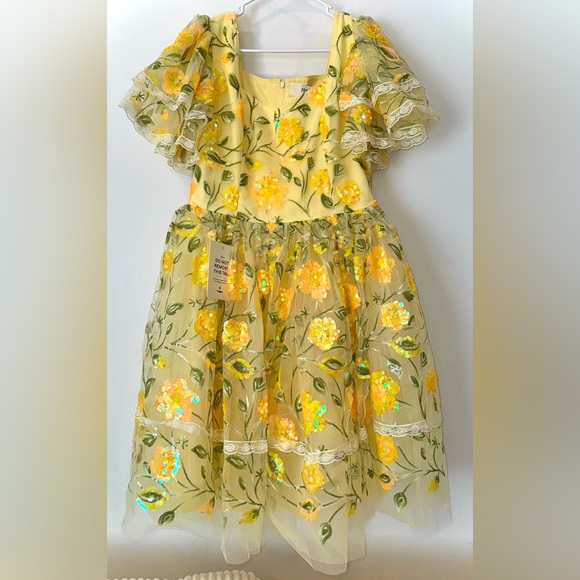 JessaKae | Dresses | Nwt Jessakae Bramble Dress Yellow Sequin Flowers ...